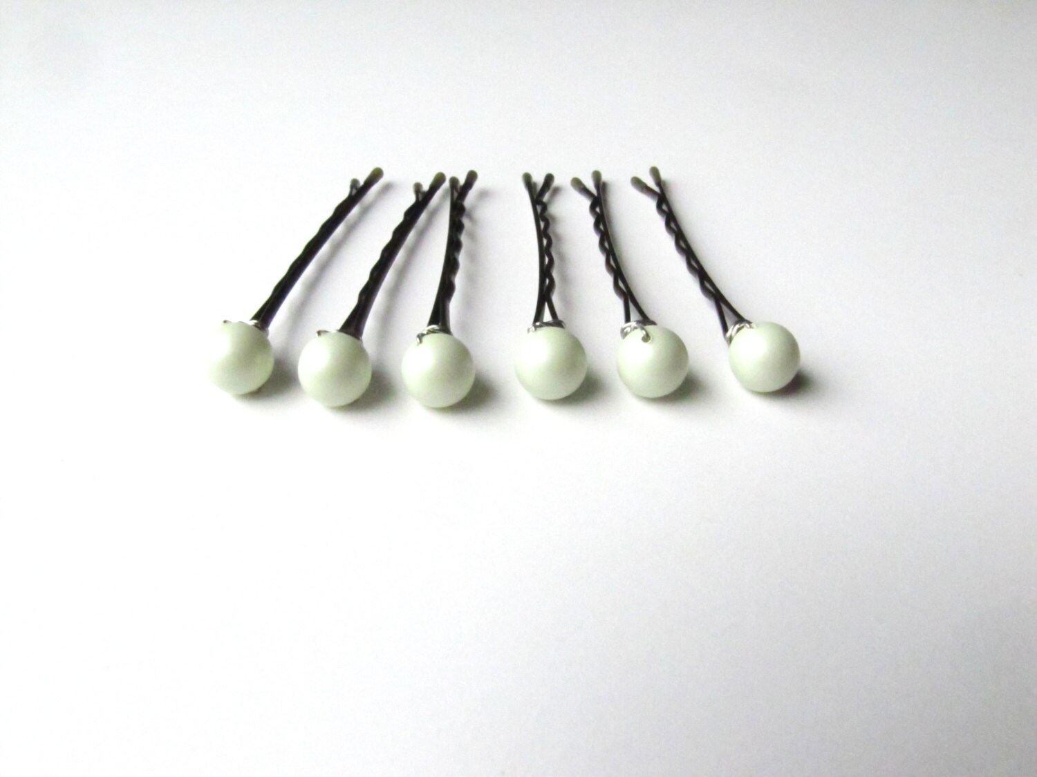 Pastel Green Pearl Hair Pins Set Light Green Swarovski | Etsy