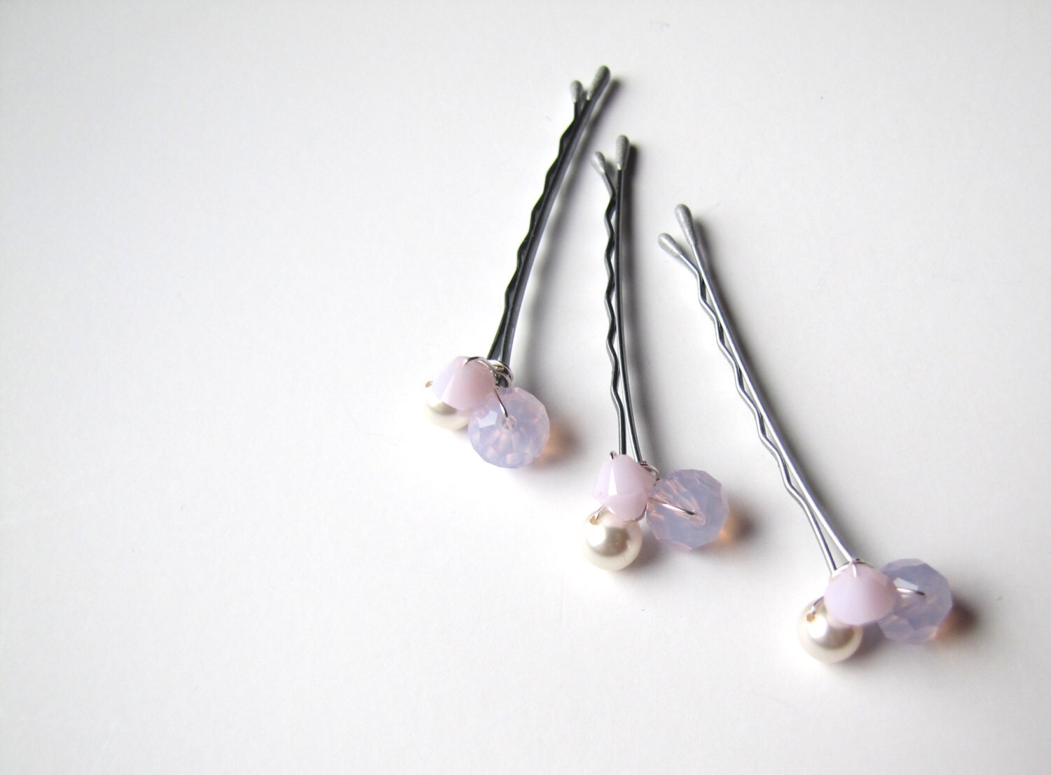 Light Pink Hair Pins Set Rosewater Swarovski Crystal and | Etsy