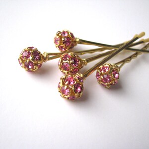 Pink Crystal Rhinestone Hair Pin Set, Wedding Bobby Pins - Etsy