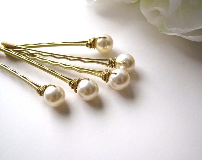 Cream Ivory Pearl Hair Pin Set Swarovski, 8mm - Etsy