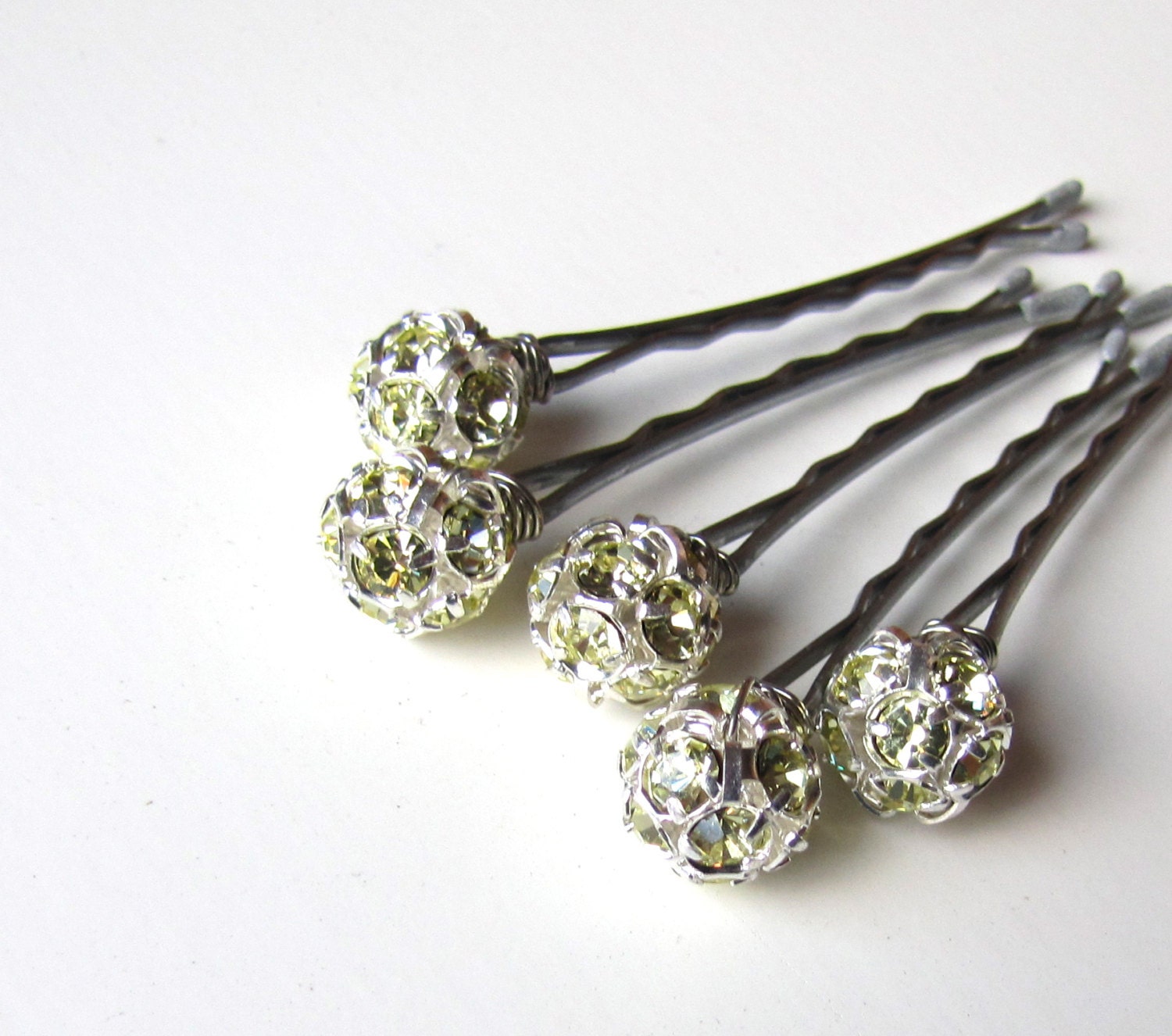 Citron Crystal Rhinestone Hair Pin Set, Pale Yellow Jonquil Citrine - Etsy