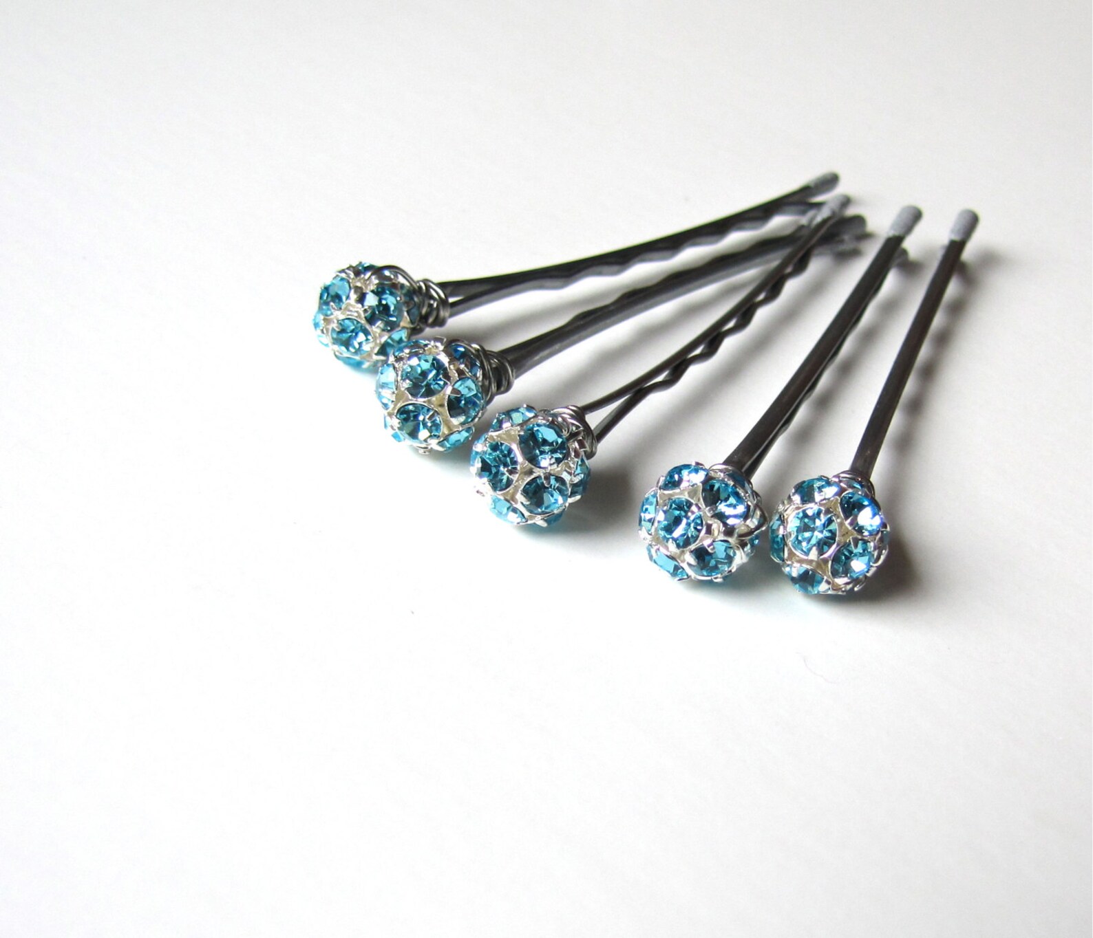 Aqua Blue Crystal Bobby Pins 8mm Set Something Blue Wedding - Etsy