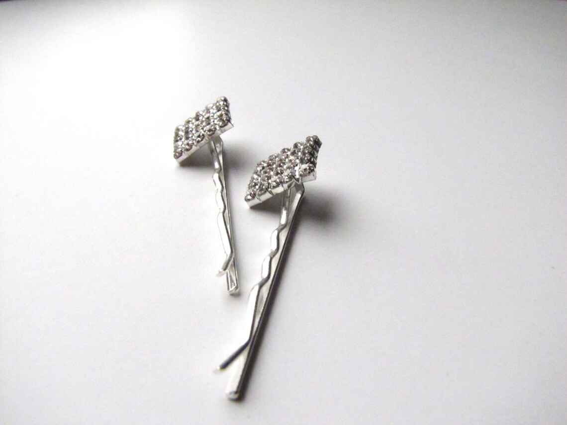 Square Rhinestone Wedding Bobby Pins Geometric Crystal Hair - Etsy