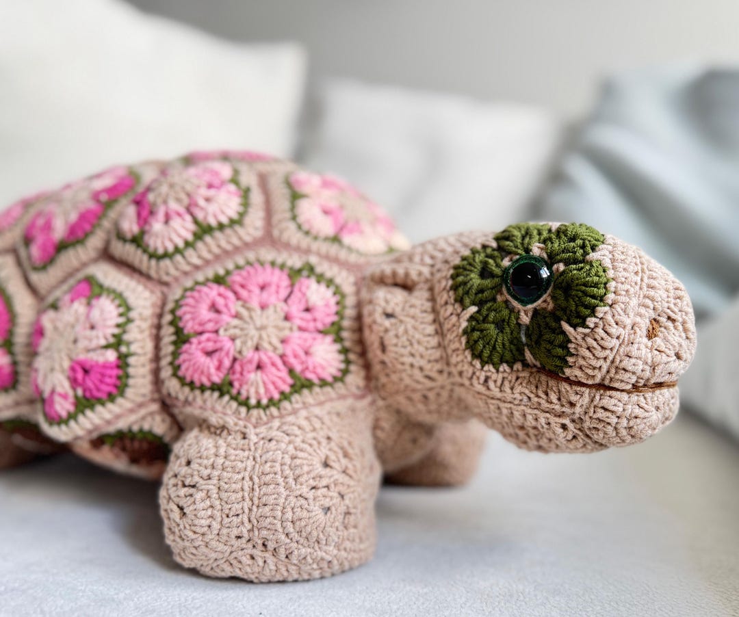 Tortoise Crochet Pattern PDF | Amigurumi Turtle With African Flowers - Etsy