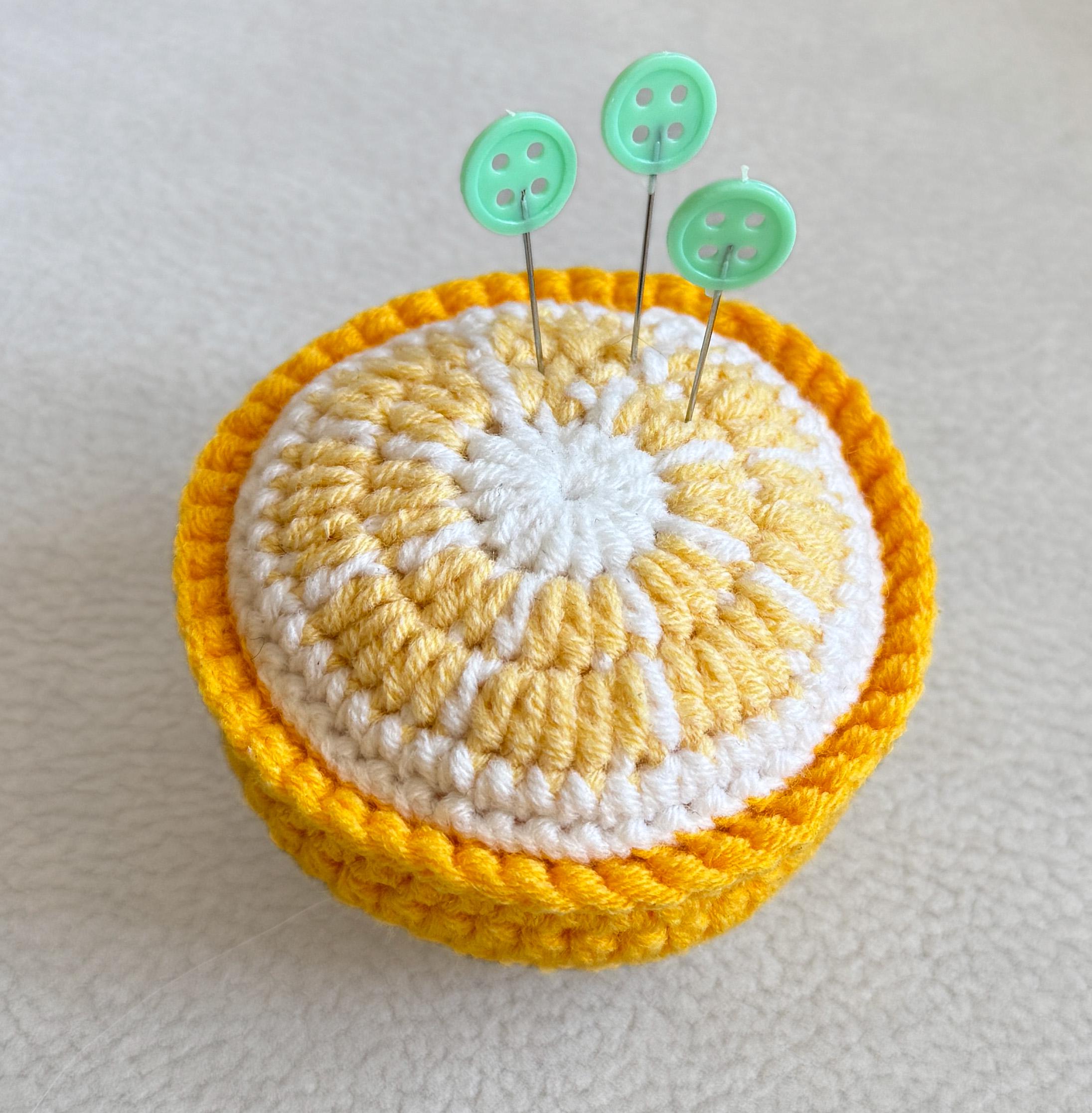 Small Pin Cushion Crochet Pattern - 3 in 1: Lime, Lemon and Orange ...