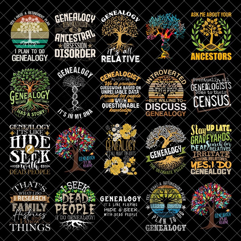 Genealogy Ancestry PNG Bundle, Creative Designs for Family History ...