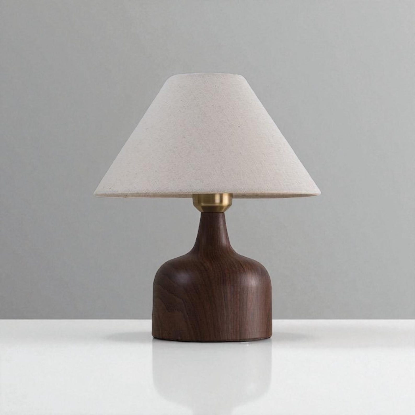 Modern Rustic Table Lamp • Wood-look Metal Base Nightstand Lamp • Warm ...