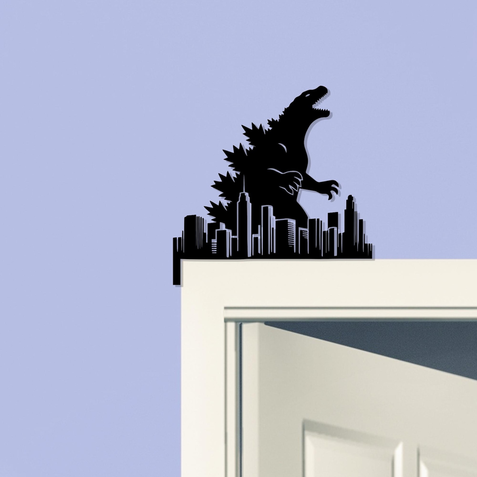 Godzilla Door Frame Topper Metal, Godzilla Design Door Decor, Ferocious ...