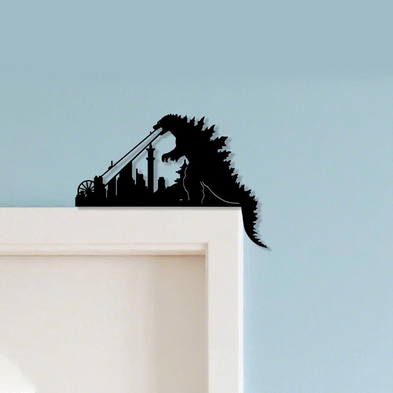 Godzilla Door Frame Topper Metal, Godzilla Design Door Decor, Ferocious ...