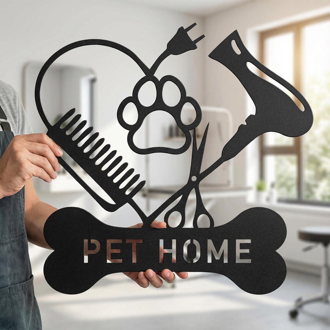 Personalized Dog Grooming Hair Salon Metal Wall Art,pet Salon Metal ...