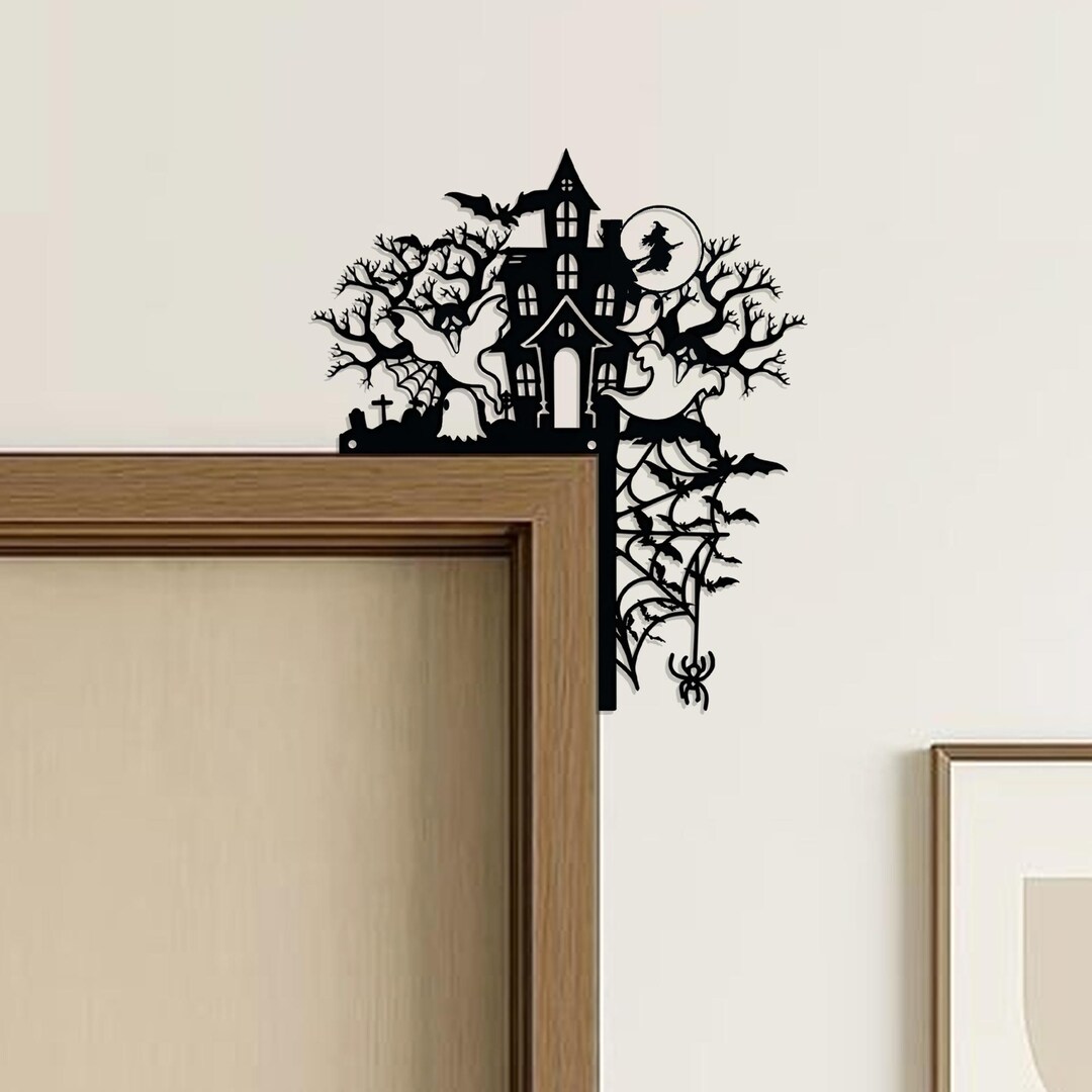 Halloween Door Corner Metal Sign,haunted House Spider Web Ghosts and ...