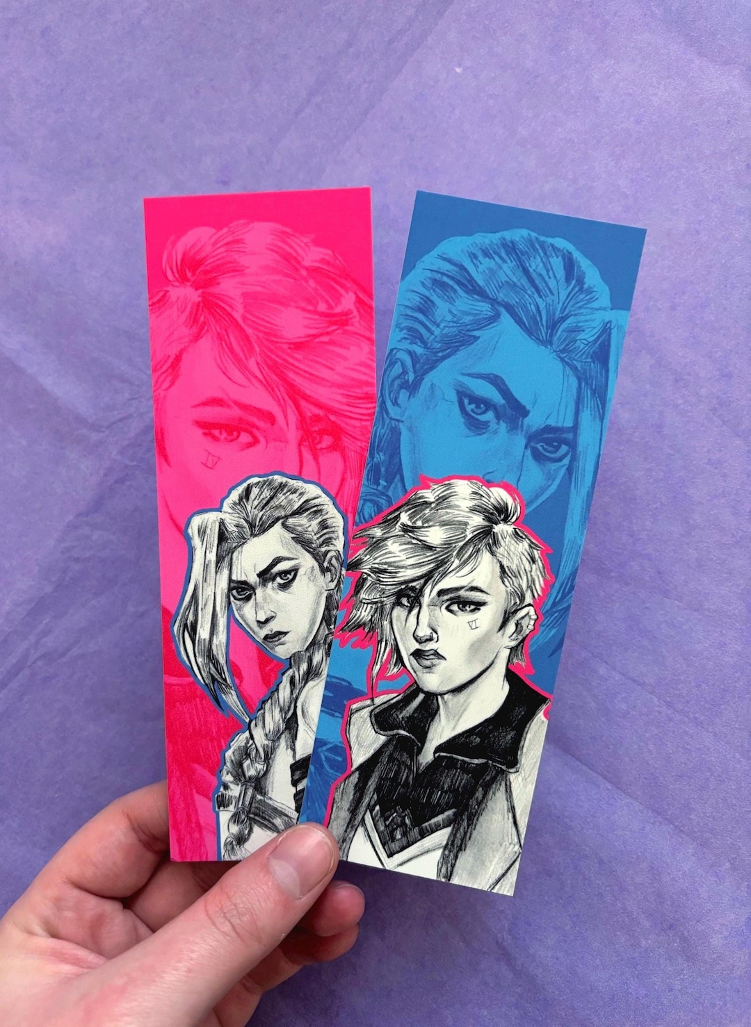 Jinx & Vi Bookmarks, League of Legends, Arcane - Etsy