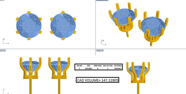 STL Earring 3D Print File 6 Prong Stud Earring Downloadable CAD Design ...