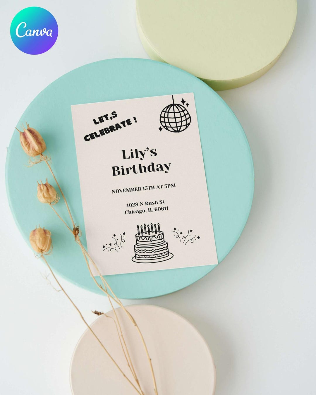 Beige Birthday Invitation | Digital Birthday Invite | Editable Party ...