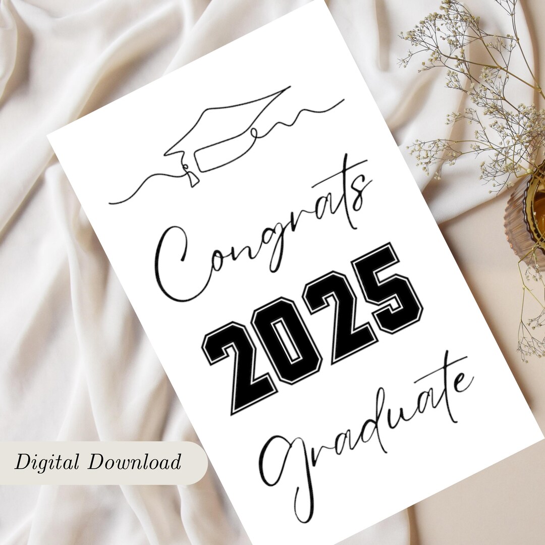 2025 Graduation Card Digital Download Instant Printable Card Cute Print ...