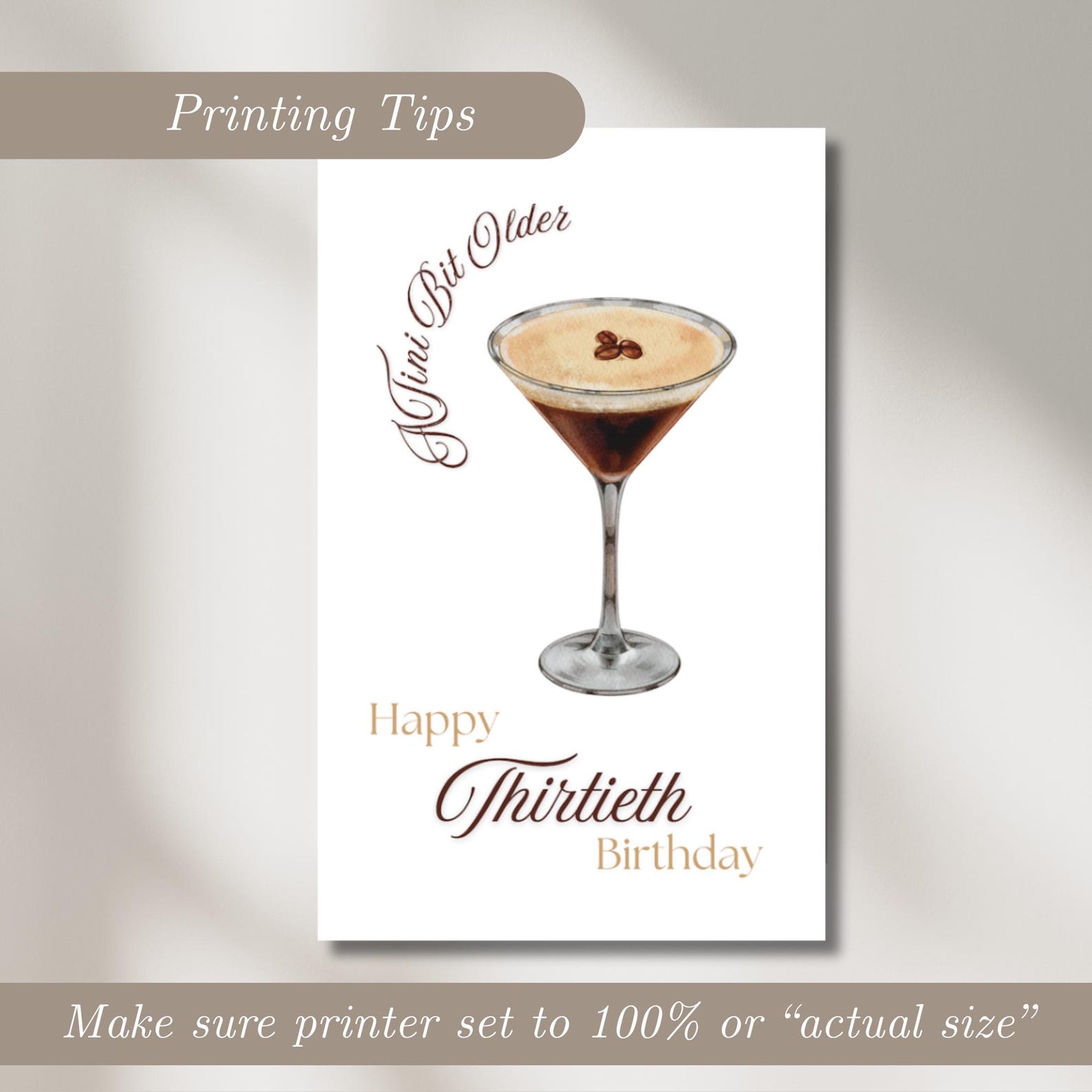 30th Birthday Card Digital Download for Tini Bit Older Espresso Martini ...