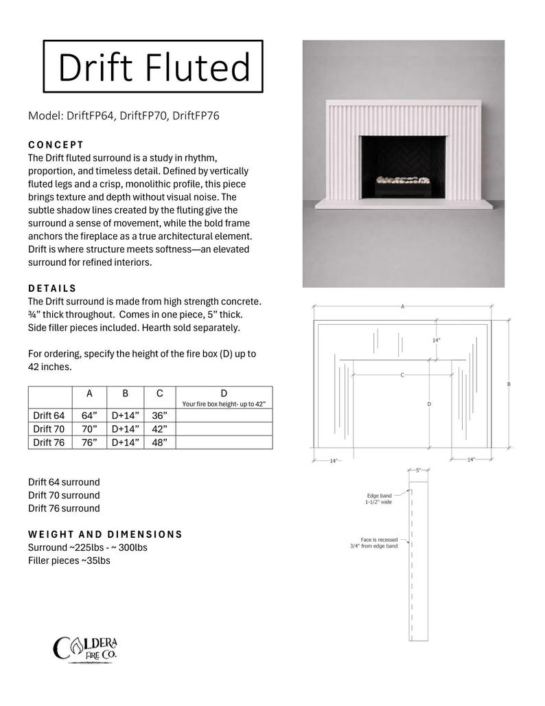 Concrete Fluted Drift Fireplace Surround - Modern Architectural Design ...