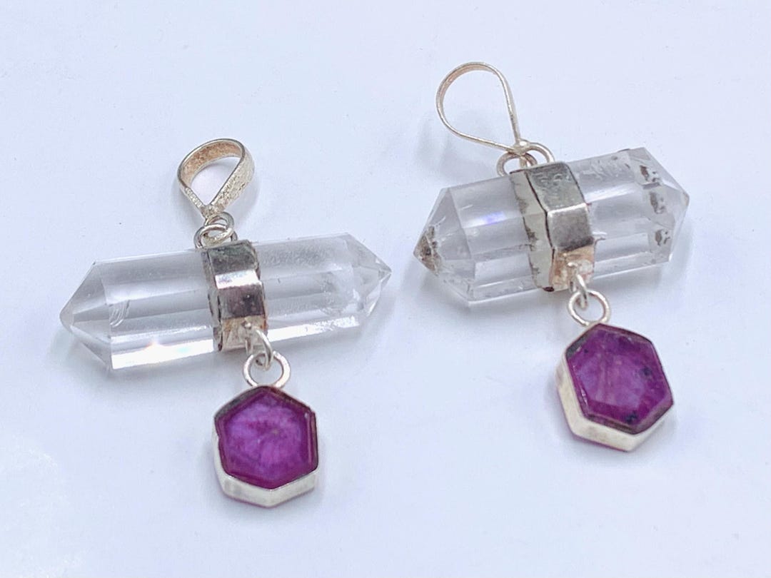 Natural Ruby Trapiche & Quartz in Silver Sterling 925 Pendent , Jewelry ...