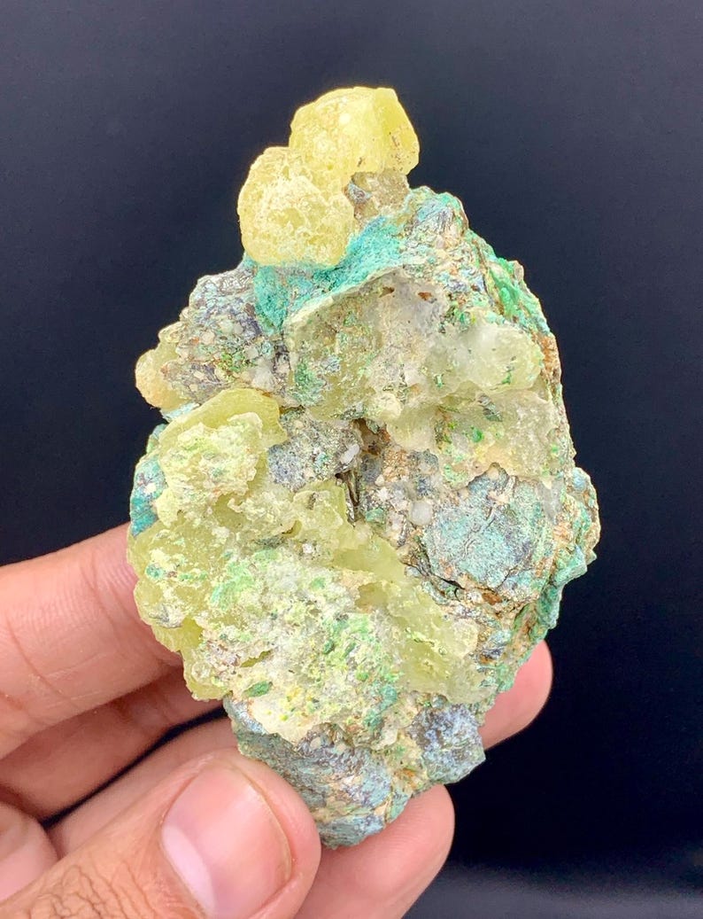 Very Rare Blue and Yellow Color Brucite Crystal Specimen From ...