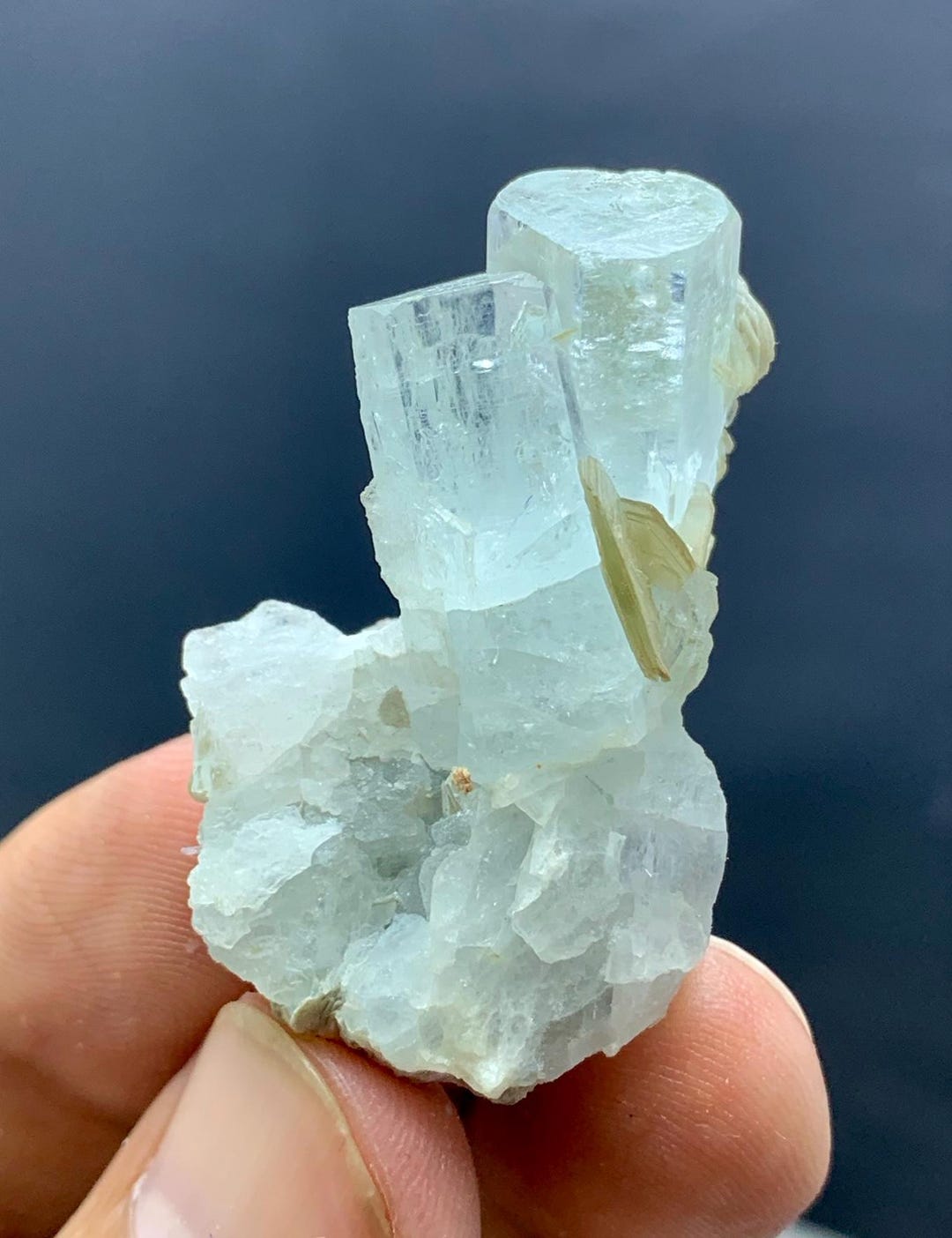 Natural Aquamarine Crystals Blue Color on Muscovite, From Nagar Valley ...