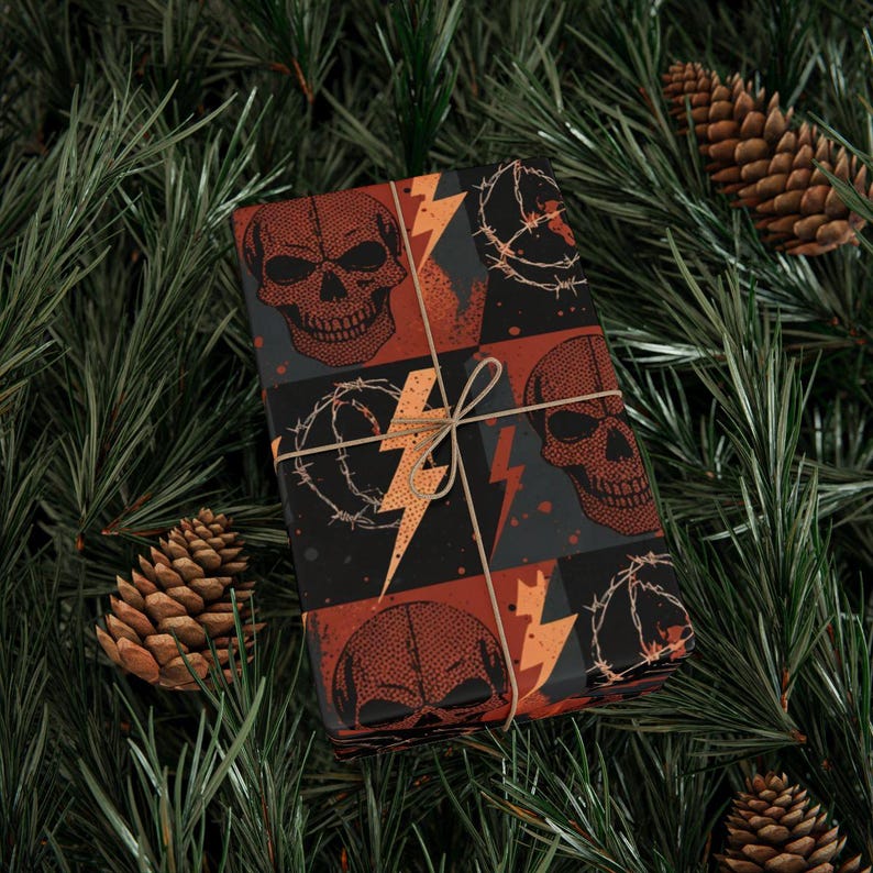 Skull Wrapping Paper, Lightning Bolt, Rock and Roll, Edgy Gift Wrap - Etsy