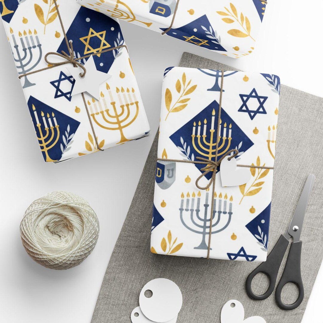 Hanukkah Wrapping Paper, Jewish Holiday Gift Wrap, Star of David ...