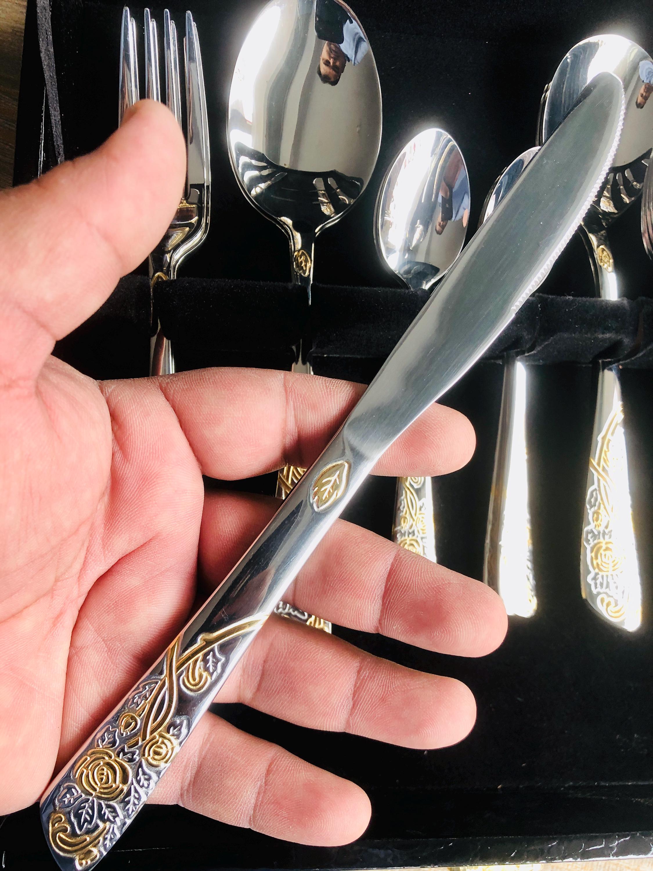 24K Gold Plated Cutlery Set: Handmade Stainless Steel, 4-6 Settings - Etsy