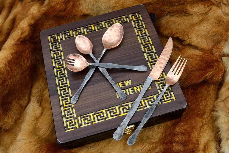 Handmade Copper Viking Cutlery Set: 30-piece Silverware for 5 - Etsy ...