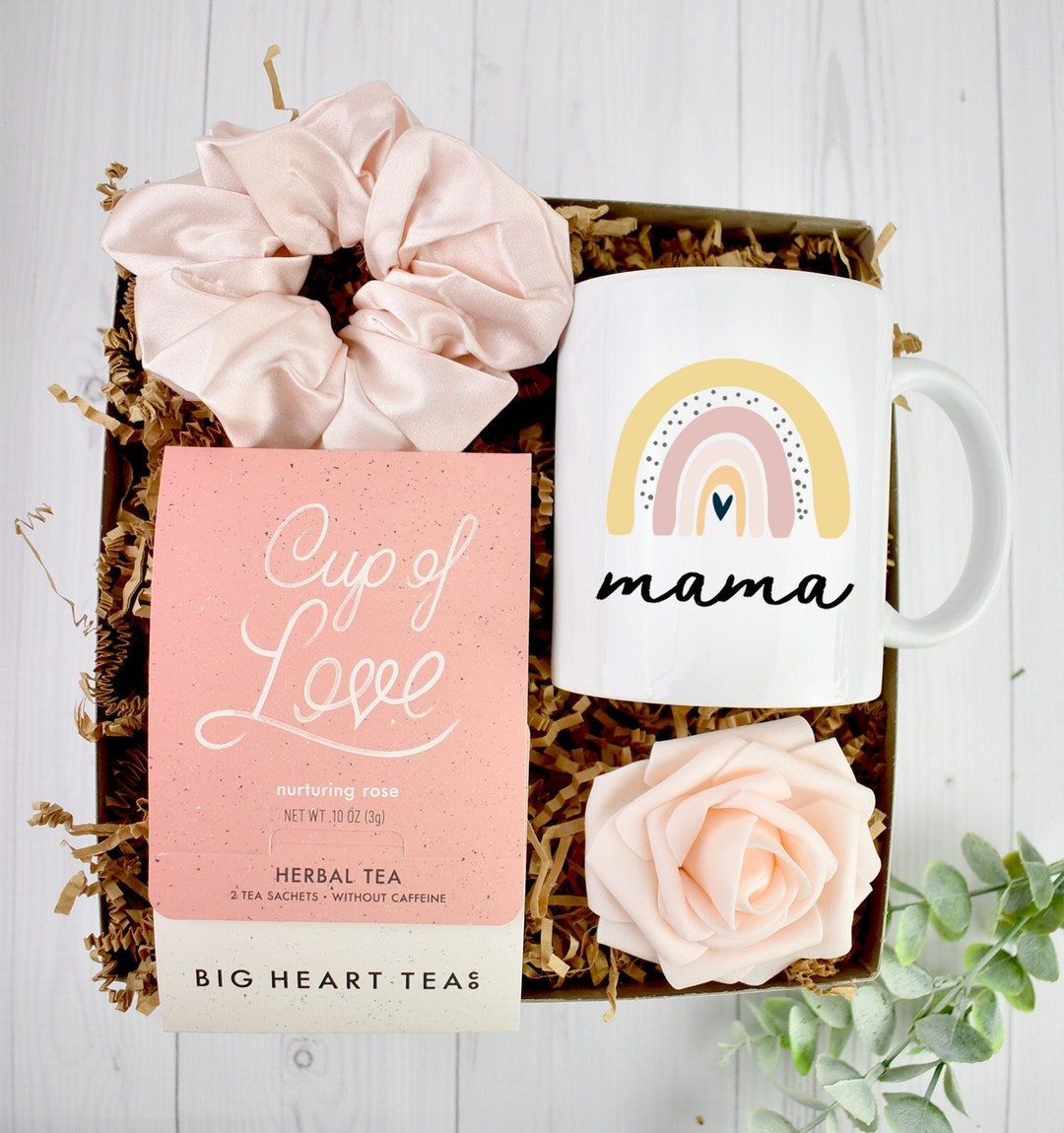 New Mom Gift Box, Mama Mug, Rose Tea, Hair Scrunchie - Etsy