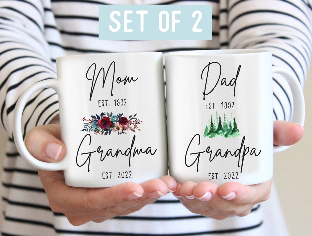 Pregnancy Announcement New Grandma And Grandpa 2022 Mug Set Etsy
