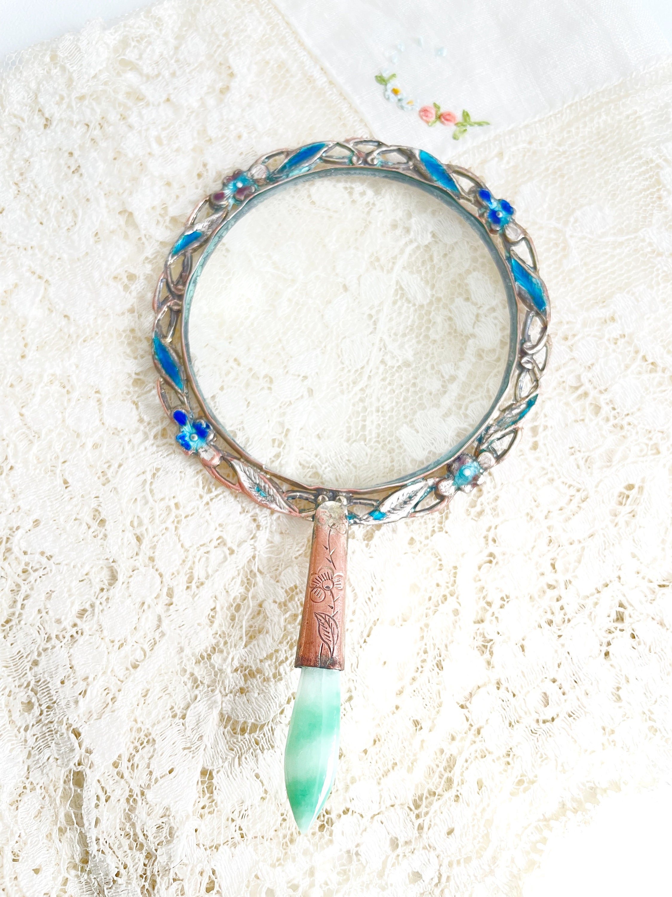 Antique Chinese Magnifying Glass Jade Cloisonné - Etsy