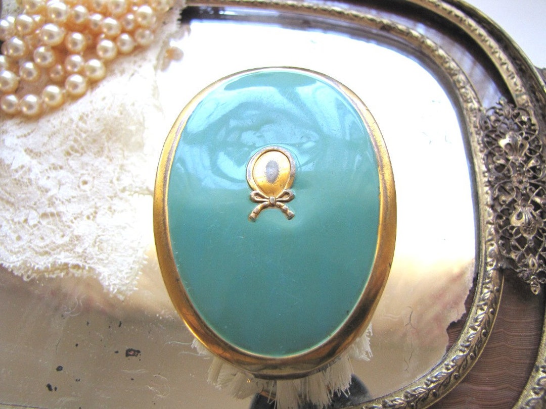 Vintage Celluloid Clothes Brush: Blue & Gold Vanity Decor - Etsy