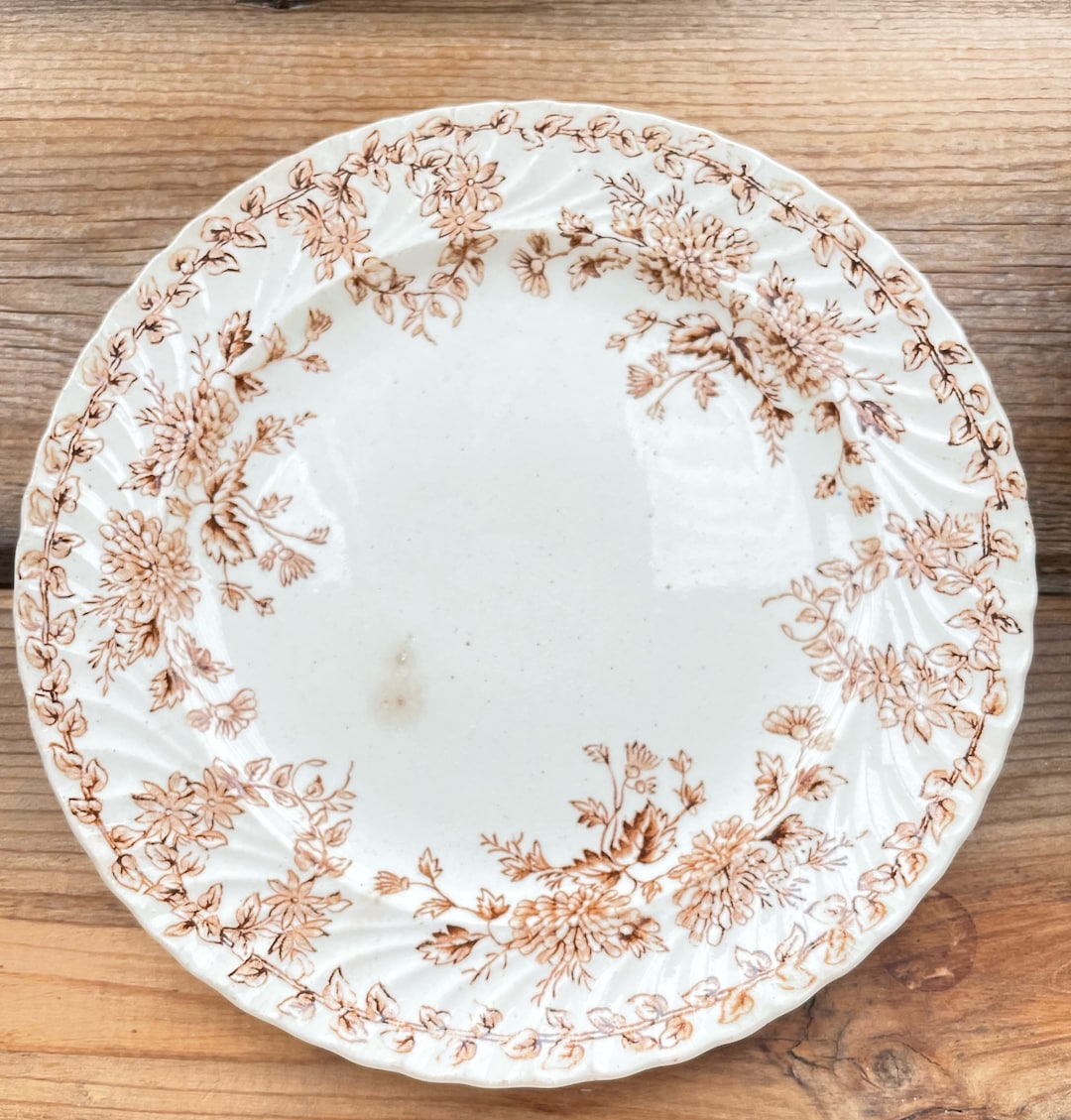 Antique Ironstone Transferware Plate Brown and White - Etsy