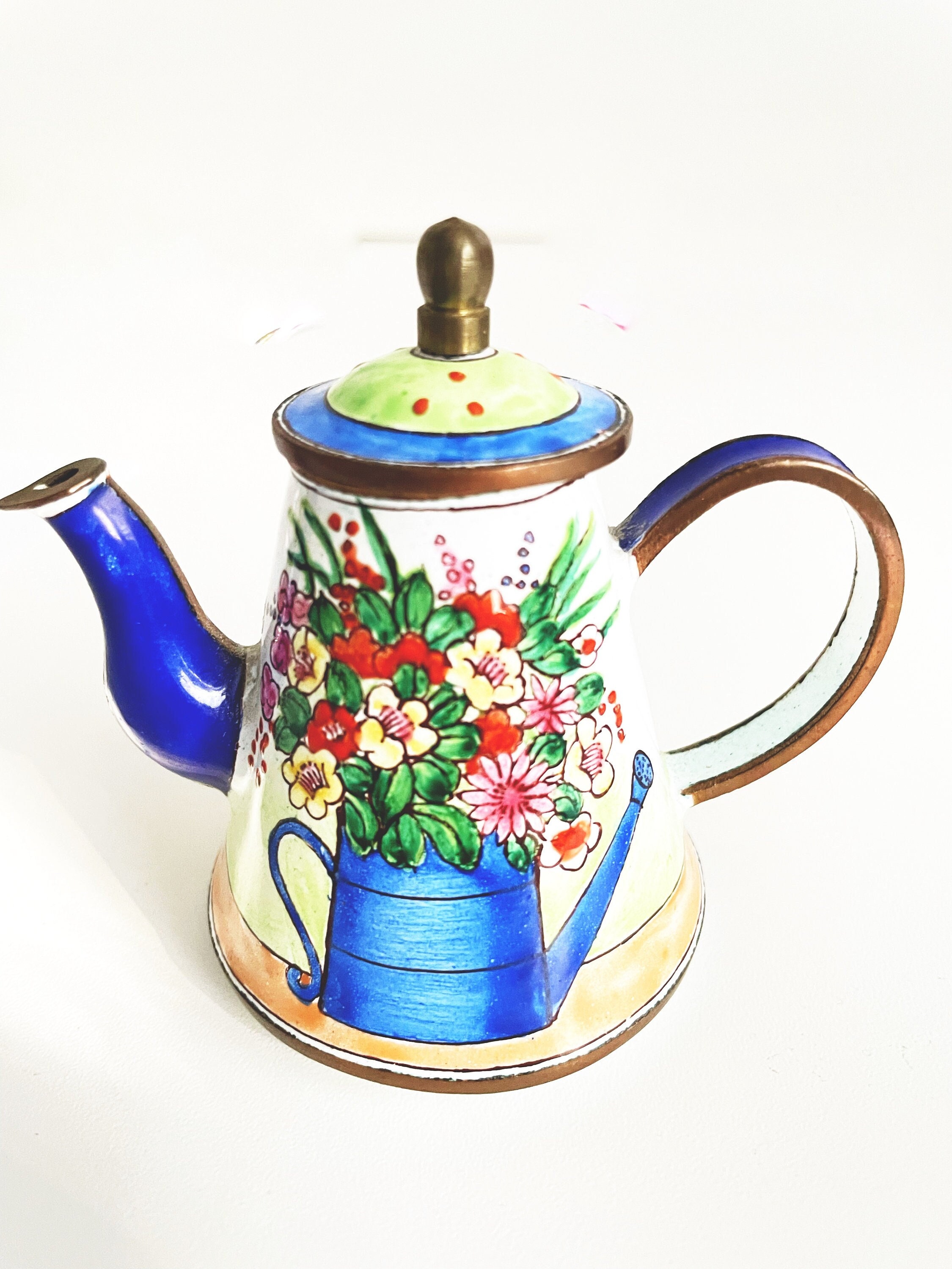 Kelvin Chen Teapot Miniature Enameled Porcelain - Etsy