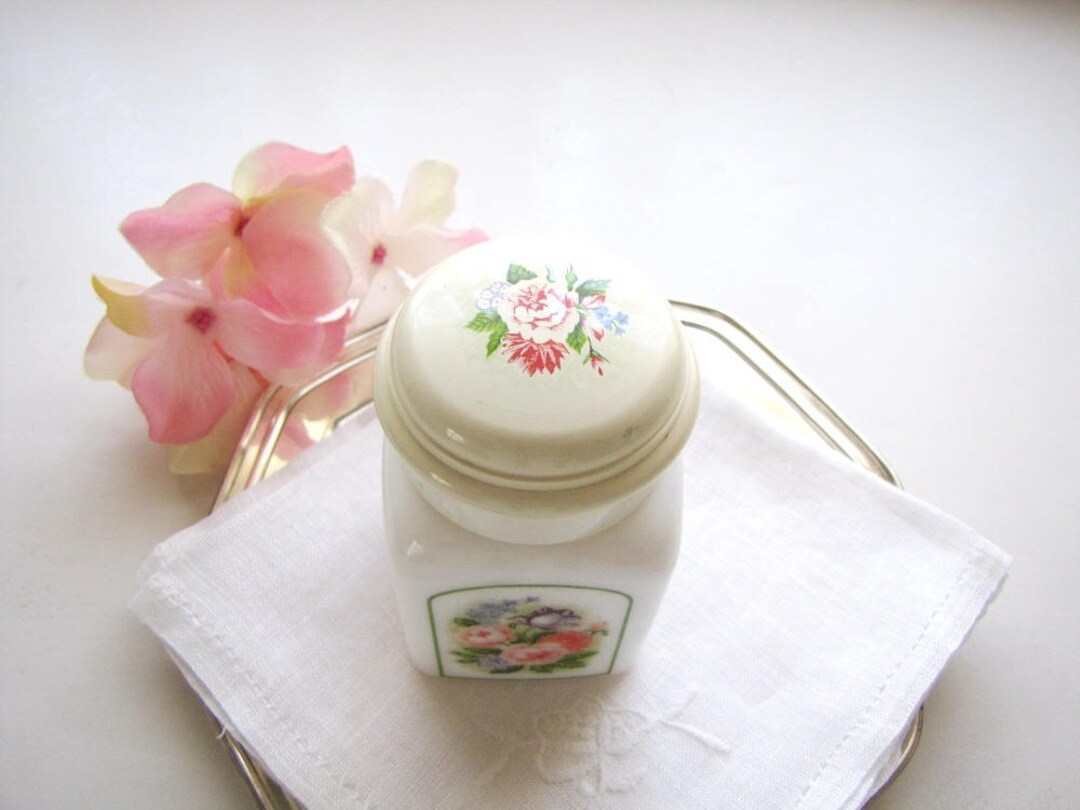 Vintage Avon Powder Jar Milk Glass Country Garden Powder Sachet - Etsy