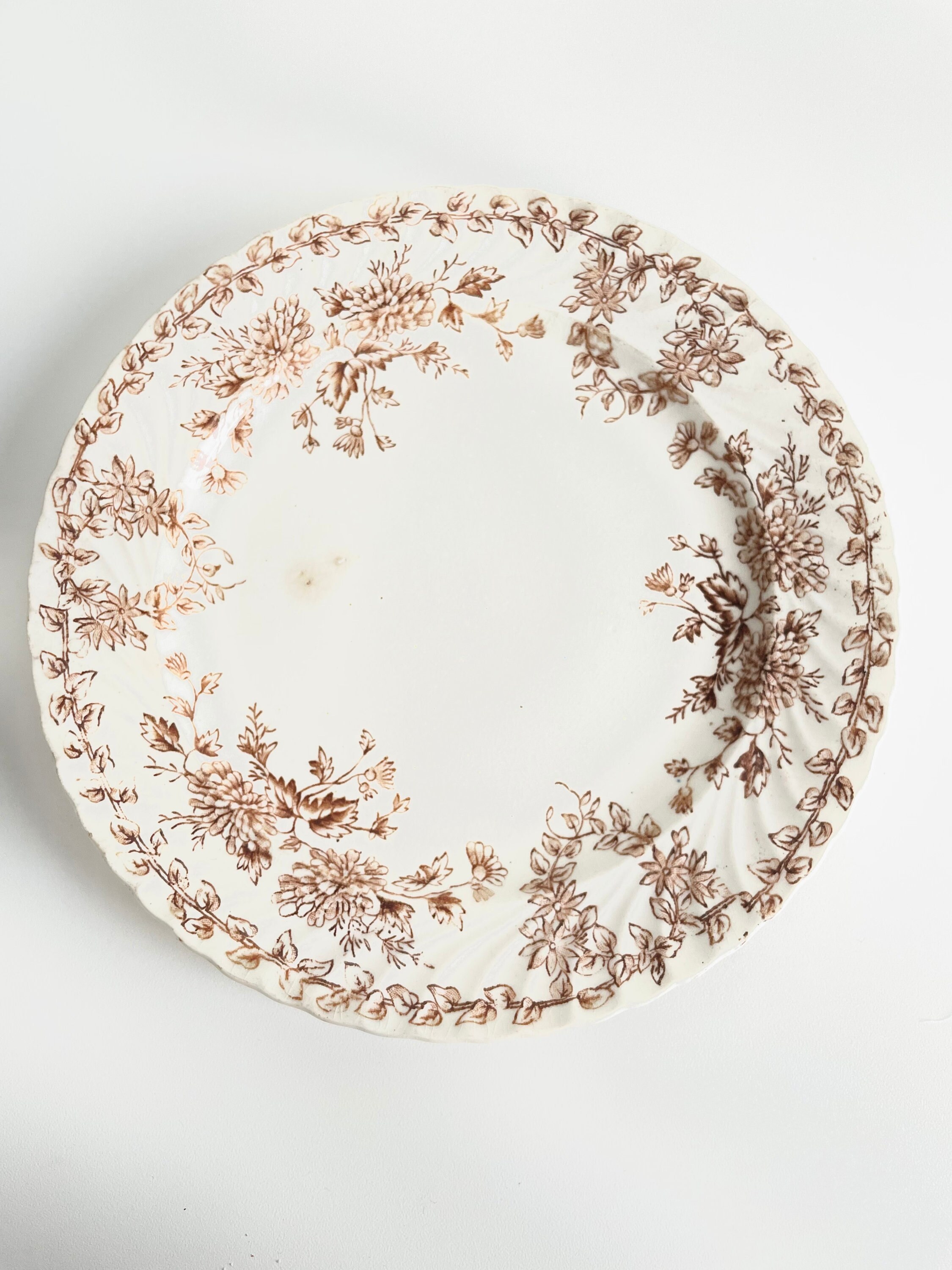 Antique Ironstone Transferware Plate Brown and White - Etsy