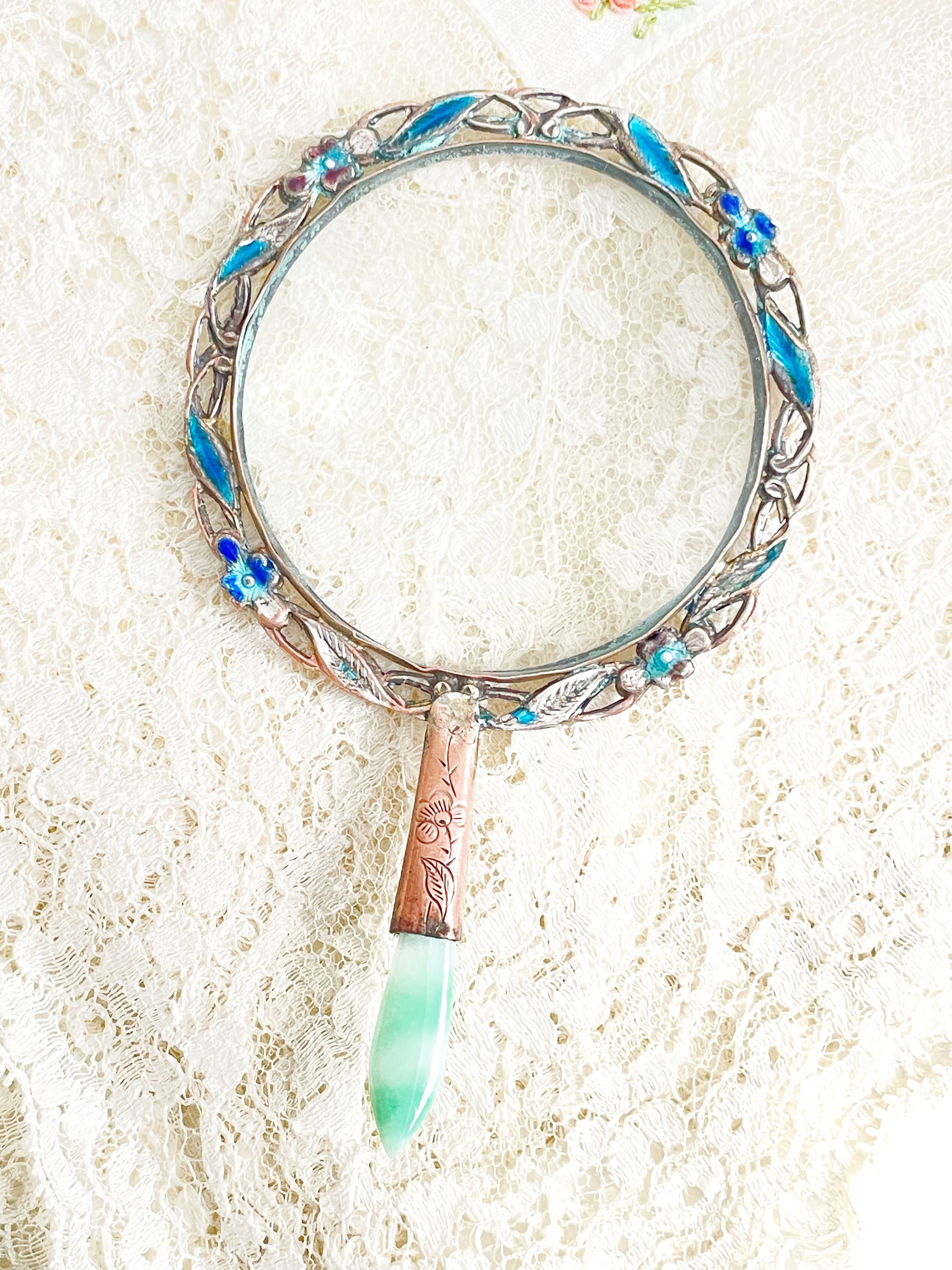 Antique Chinese Magnifying Glass Jade Cloisonné - Etsy