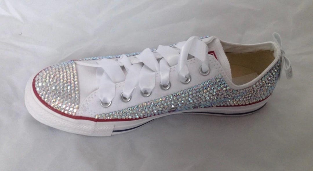 Custom White Rhinestone Crystal Diamante Bling Sparkle All Star ...