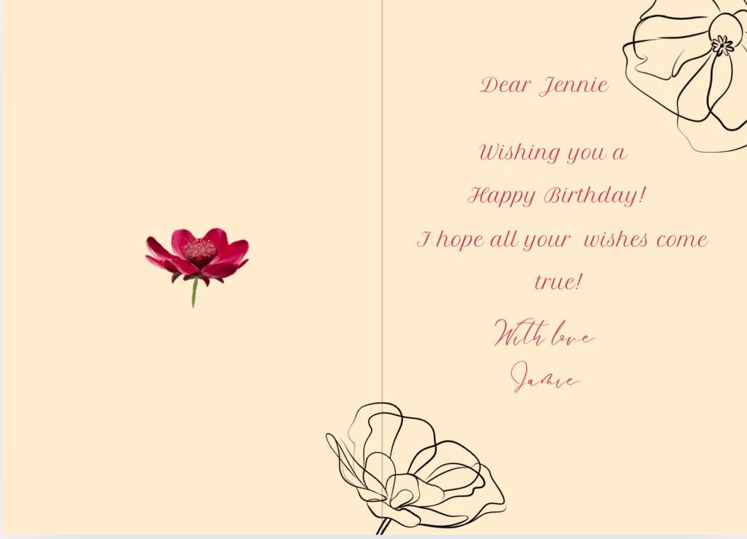 Editable Floral Birthday Card Canva Template: Printable DIY Greeting ...