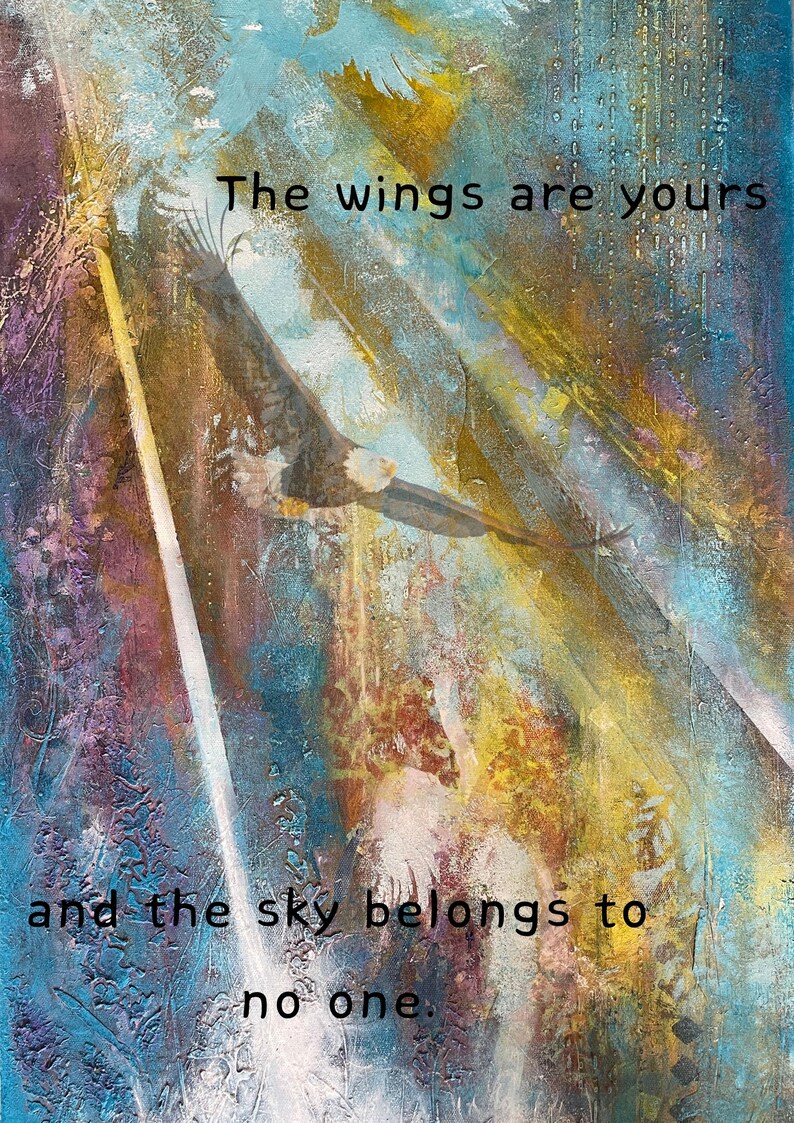 Inspirational Quote Wall Art – Wings Print – Motivational Home & Office ...