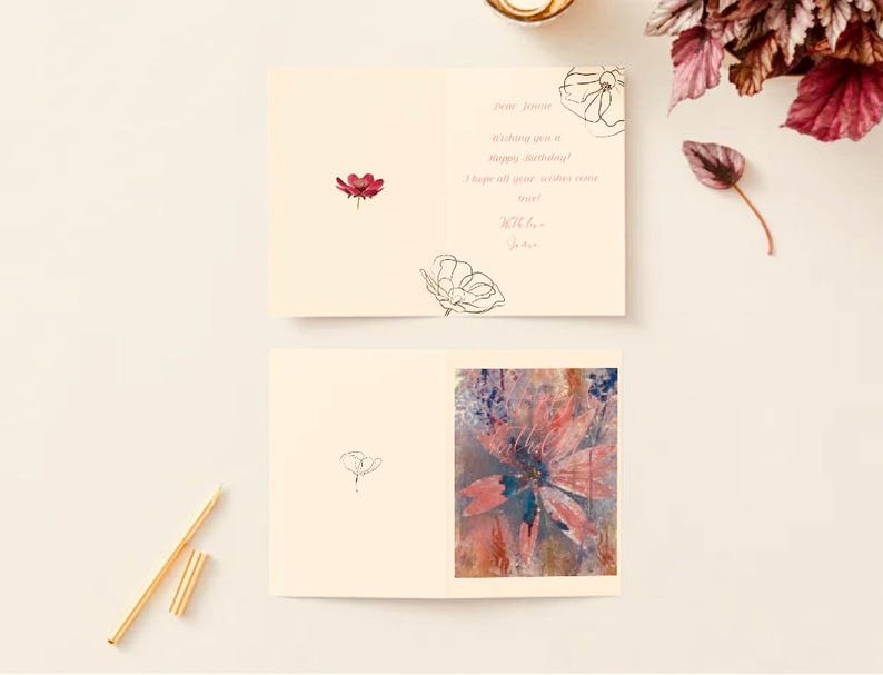 Editable Floral Birthday Card Canva Template: Printable DIY Greeting ...