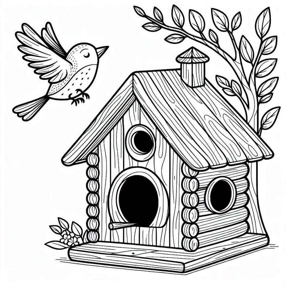 Bird House Coloring Pages - Digital Download - Etsy