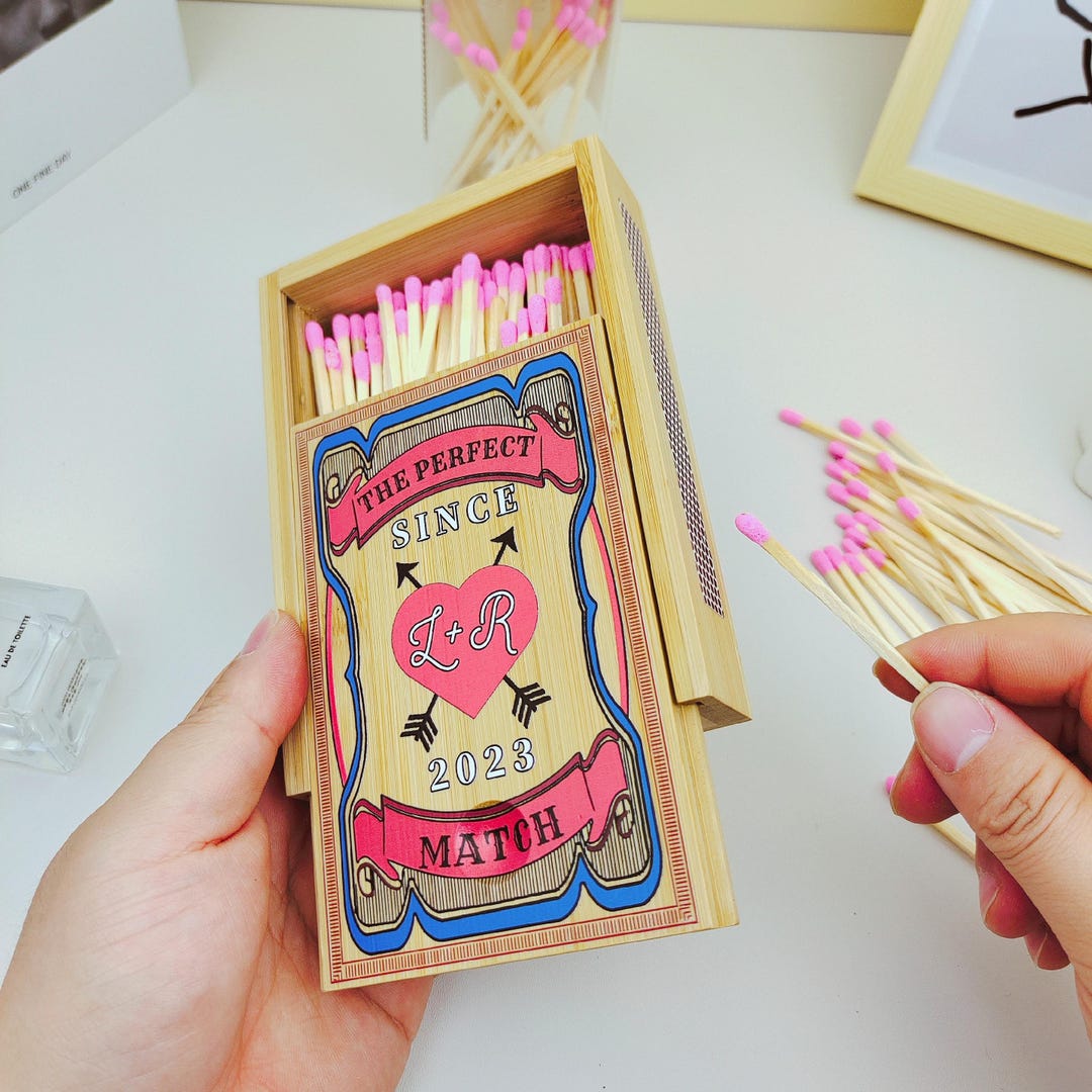 Wedding Custom Large Matchboxes, Couples Wooden Matchbox, Wedding Match ...