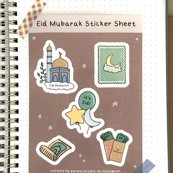 Eid Mubarak Stickers Sheet - Etsy