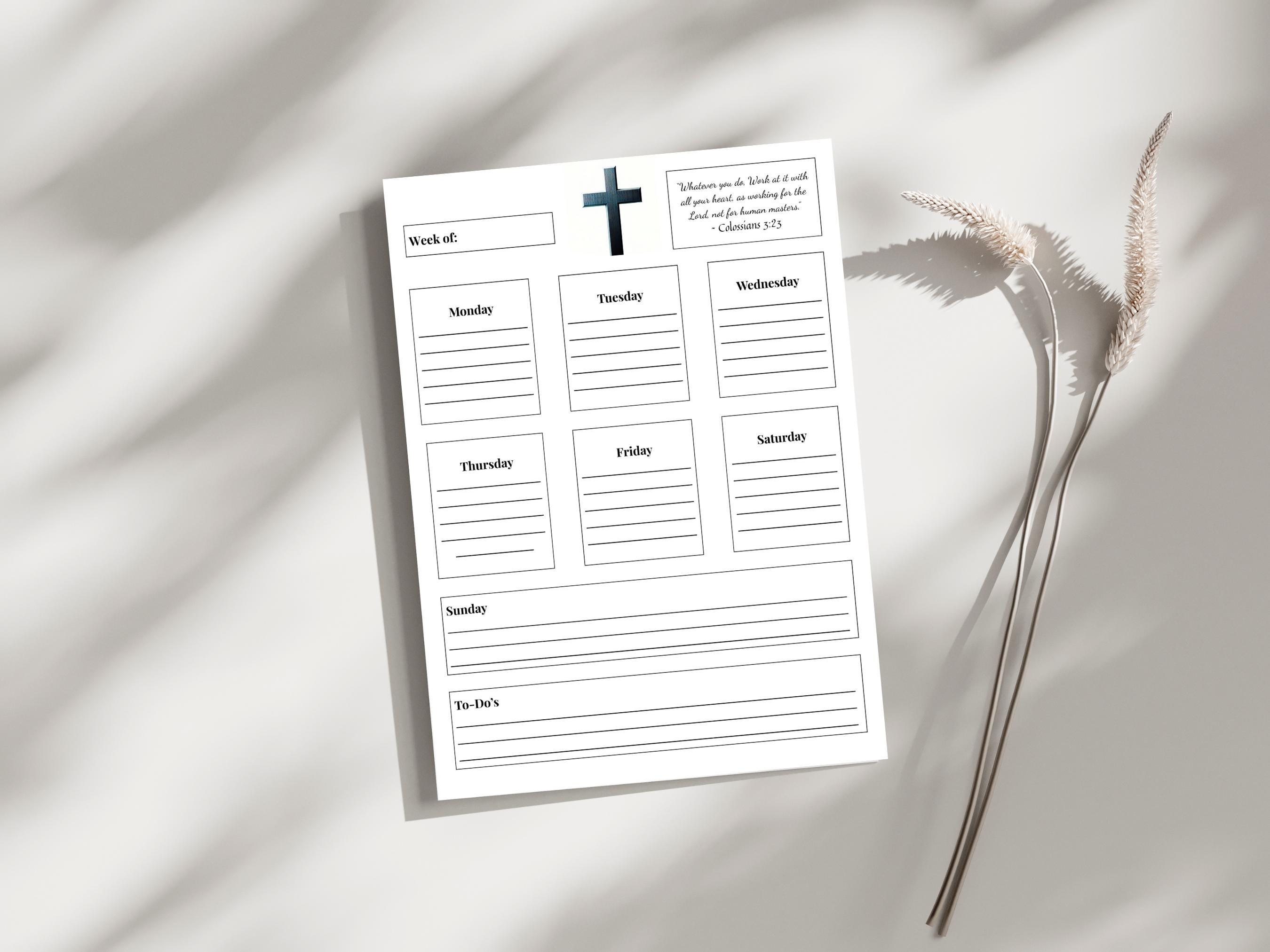 Christian Weekly Planner | Printable Faith-based Planner With Bible ...