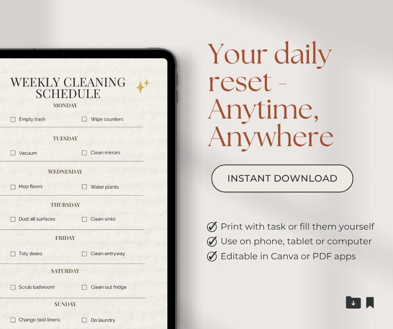 Ultimate Home Reset Planner Printable Cleaning Checklist Bundle ...