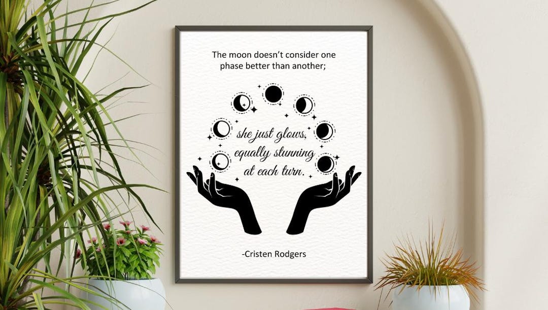 Moon Phases Inspirational Quote Poster – Cristen Rodgers – Lunar Wall ...