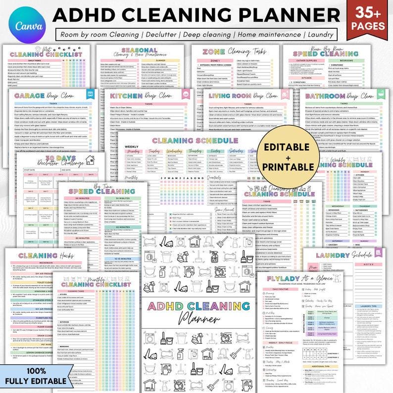 ADHD Cleaning Schedule Planner - Etsy