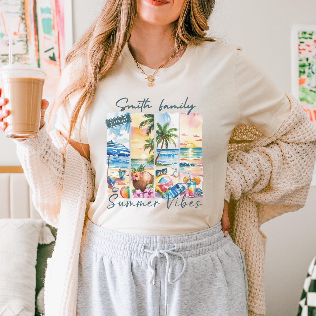 Custom Family Vacation Tee Summer Vibes Shirt Personalized Beach Trip ...