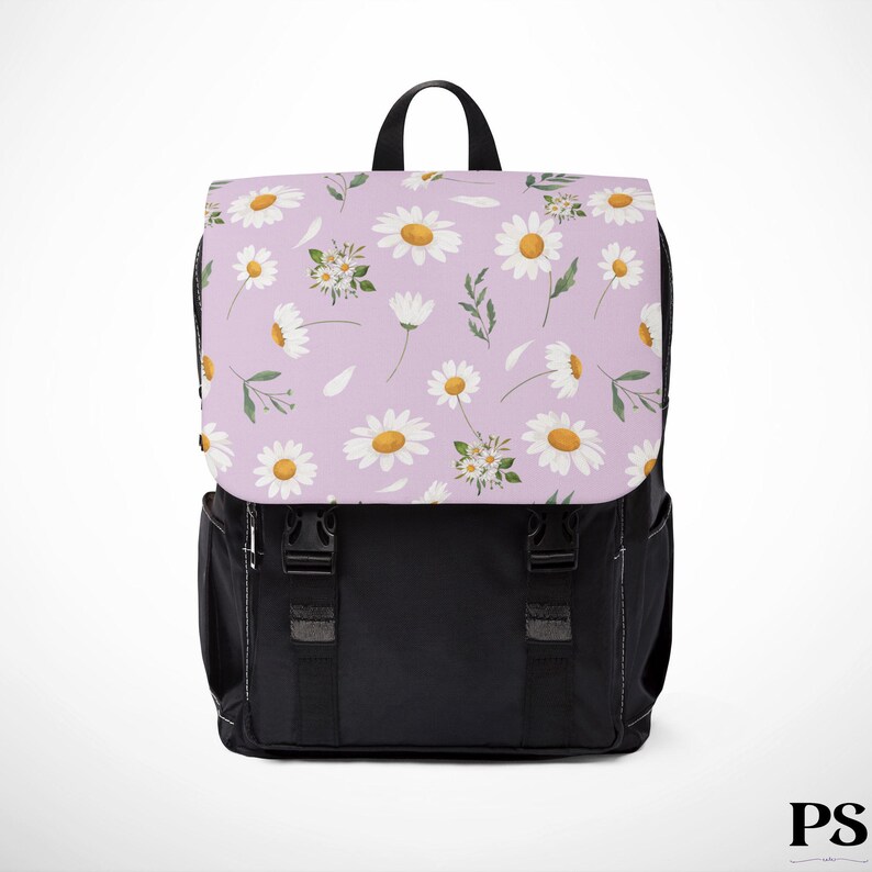Daisy Floral Backpack Lilac Aesthetic Backpack for Women Cute School ...